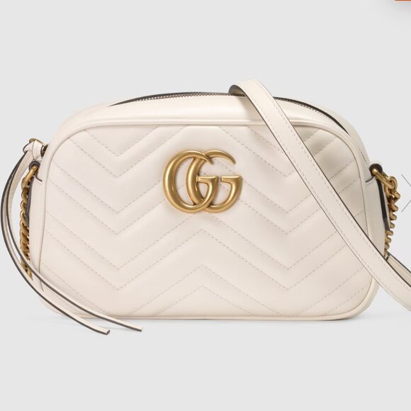 Gucci | Bags | Gucci Gg Marmont Small Shoulder Bag In White Leather ...